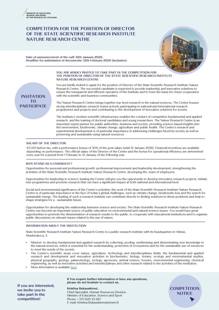 COMPETITION FOR THE POSITION OF DIRECTOR OF THE STATE SCIENTIFIC ...